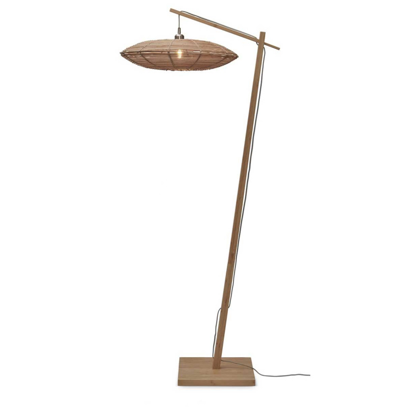Lampadaire naturel en bambou et rotin