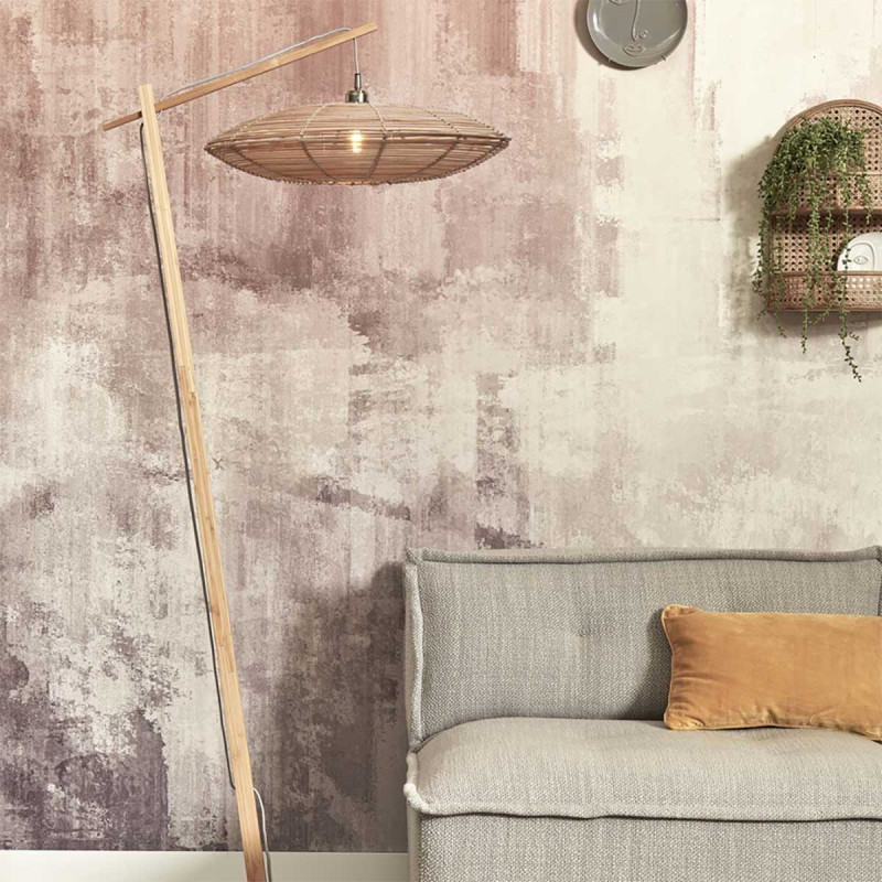 Lampadaire naturel en bambou et rotin