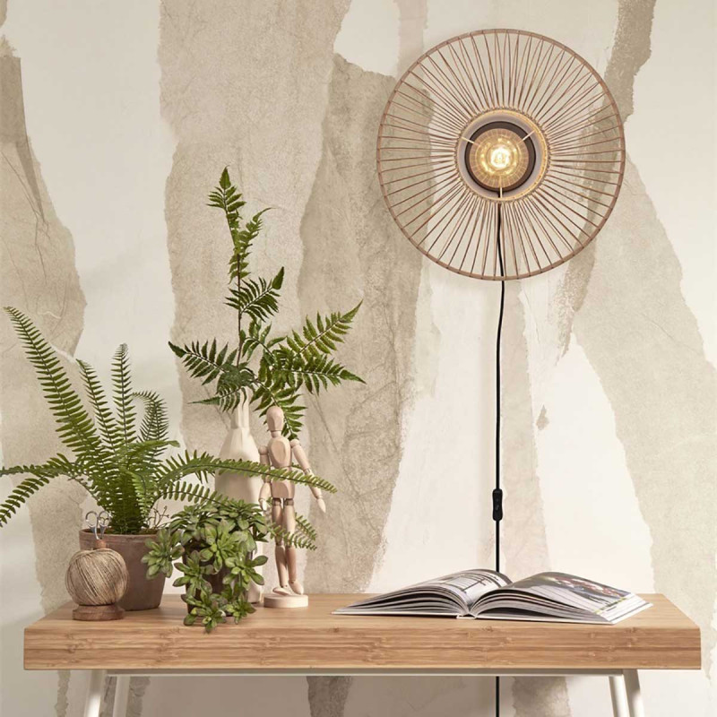 Applique murale circulaire en bambou naturel