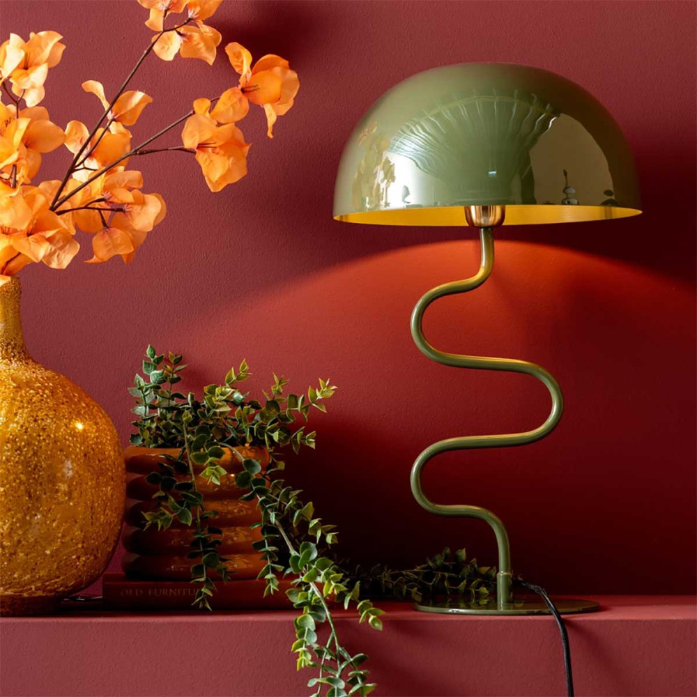 Lampe twist verte en métal émaillé