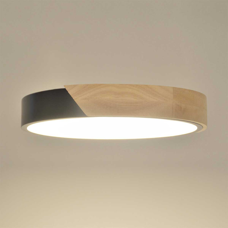 Plafonnier Noir Et Bois