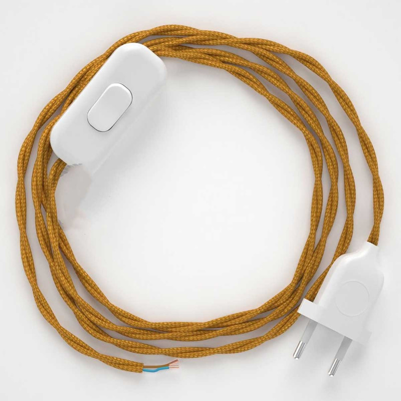 Cordon électrique torsadé or pour lampe à poser