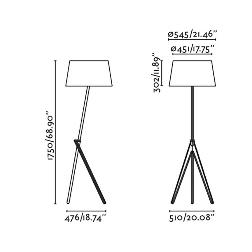 Lampadaire bois et metal avec tablette